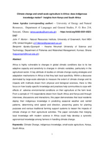 Greenwich Academic Literature Archive - Climate change and small-scale agriculture in Africa ...